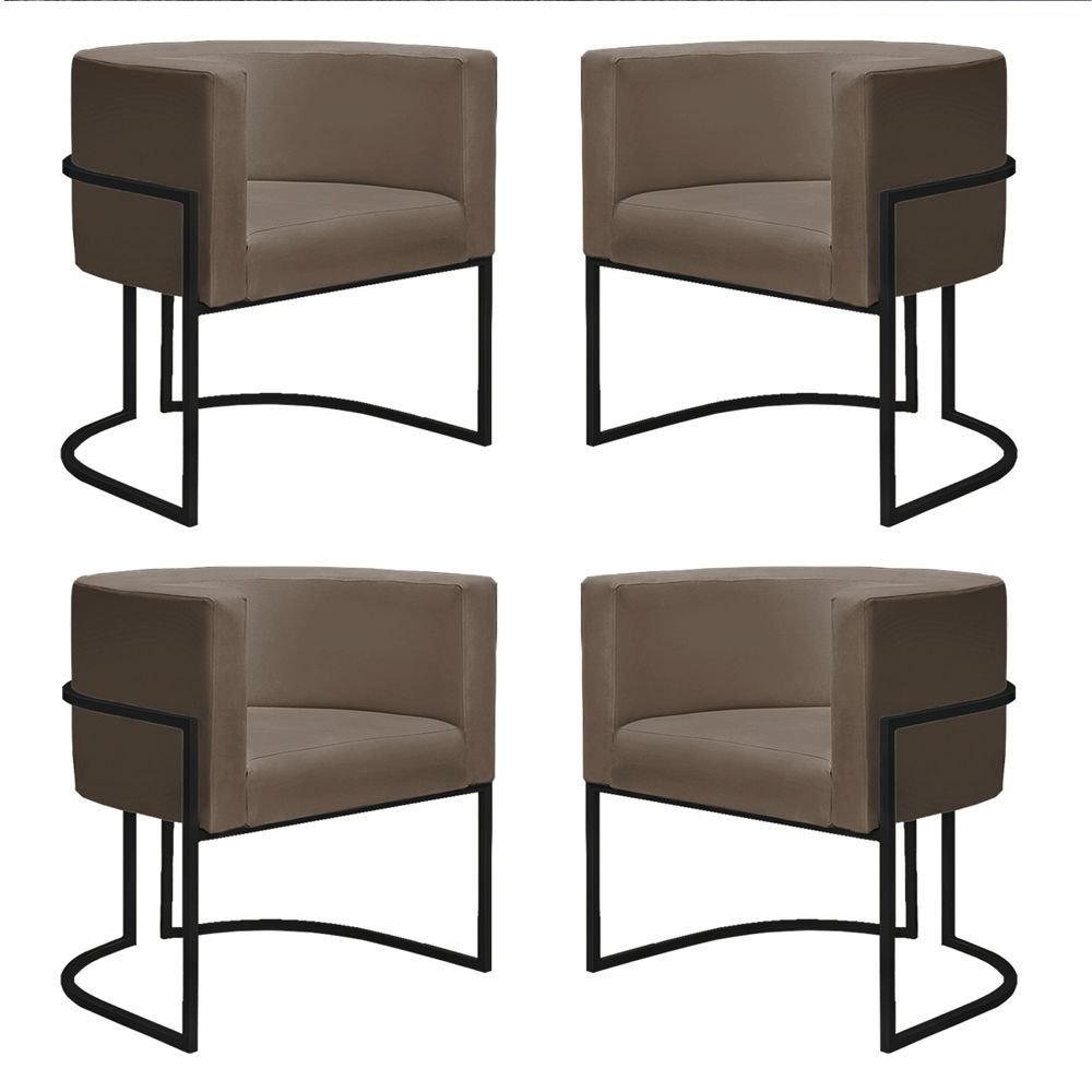 Kit 4 Poltronas Reforçadas Decorativa Sala Nayara Base Ferro Preto ...