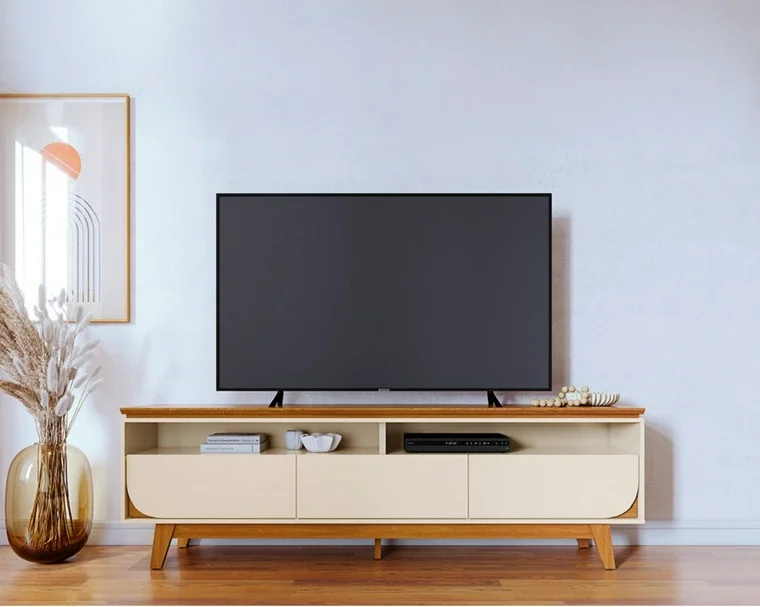 Bancada Selene 2m para Tv até 75'' com 3 Gavetas e Pés Retrô - Cinamomo/off White Madetec ...