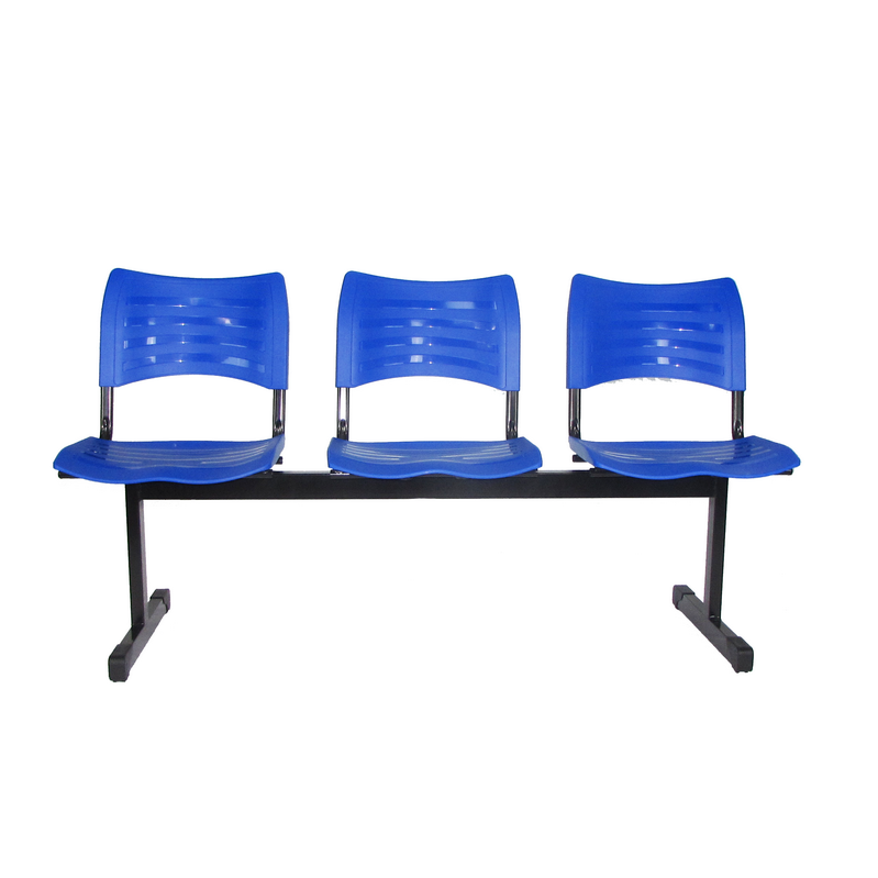Longarina Turim 3 Lugares - Azul | MadeiraMadeira