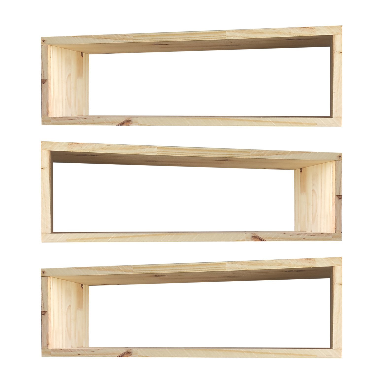 Kit 3 Nichos Madeira Pinus Retangular Decorativo Rústico G | MadeiraMadeira