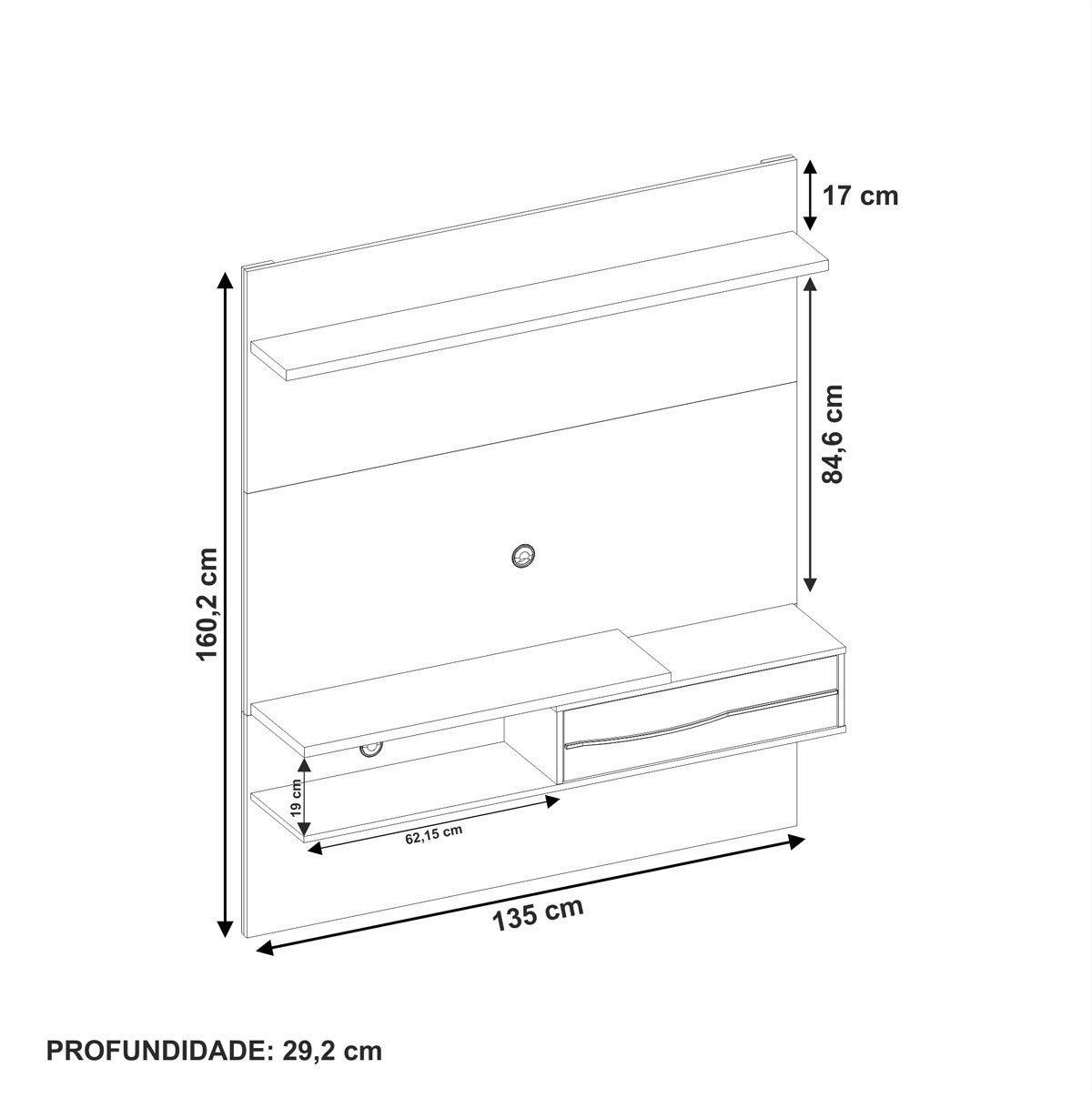 Painel para TV NT 1155 Freijó com Preto - Notável | MadeiraMadeira