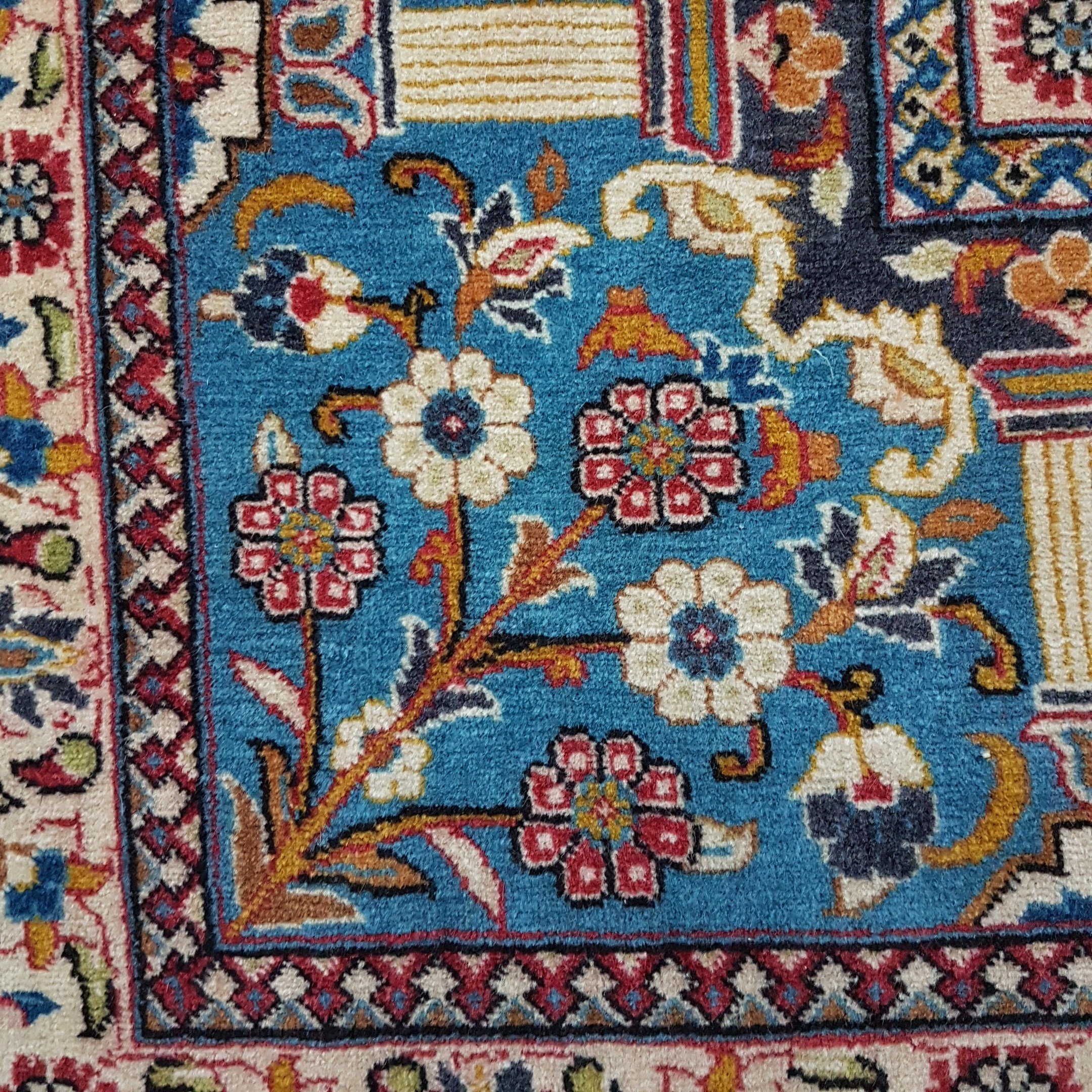 Tapete Persa Tabriz Palaciano Colunas - Handmade - 3,50 X 2,40 - #1133 ...