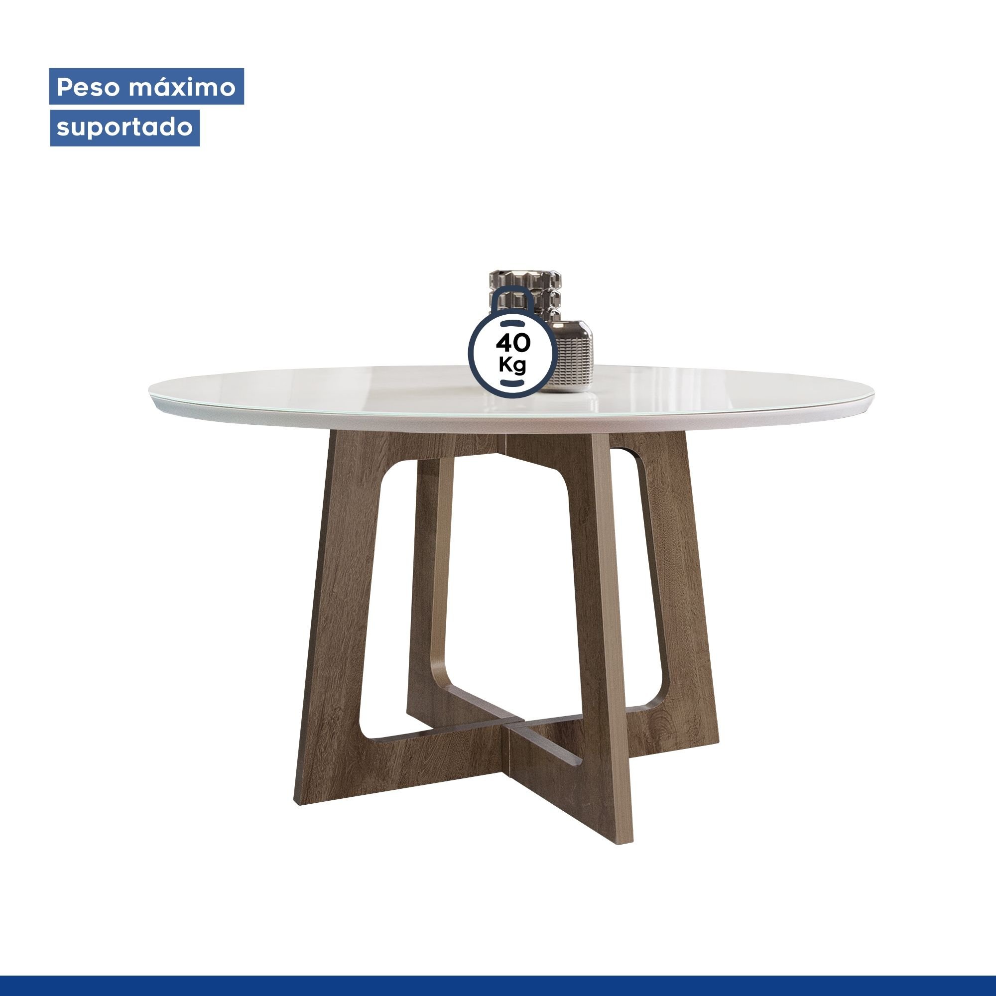 Conjunto Mesa Arizona 120cm com 4 Cadeiras Arizona Tampo Redondo Plus com Vidro | MadeiraMadeira