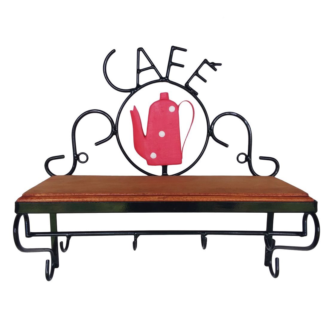 Prateleira Rustica Café de Ferro e Madeira Artesanal Estilizada Bule ...