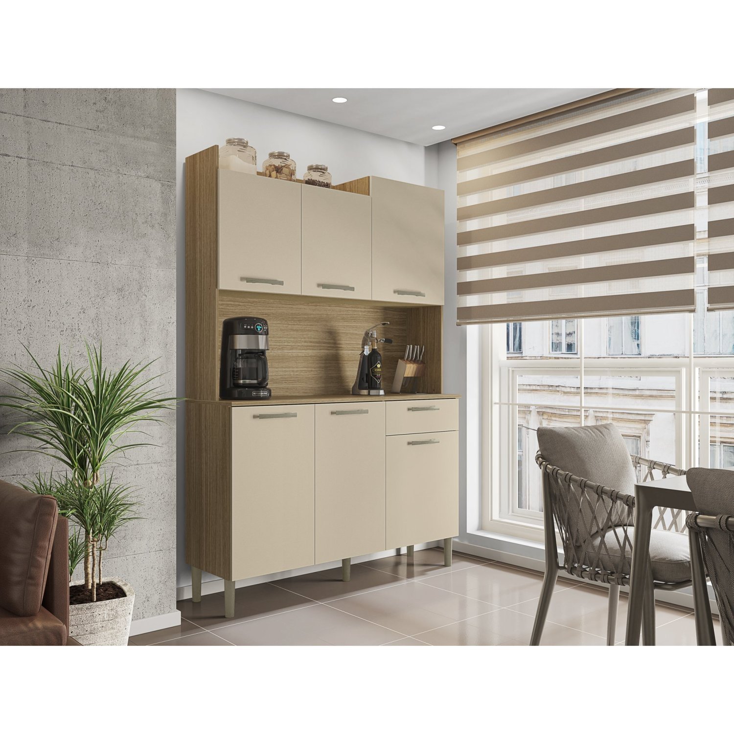 Armário de Cozinha 6 Portas 1 Gaveta Kit Gênova | MadeiraMadeira