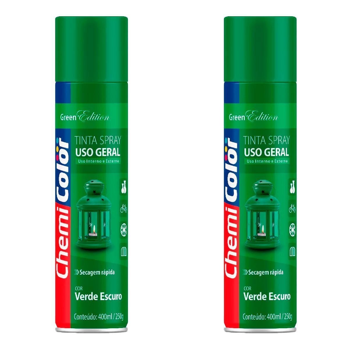 Tinta Spray Verde Escuro 400ml Chemicolor 2 Peças | MadeiraMadeira
