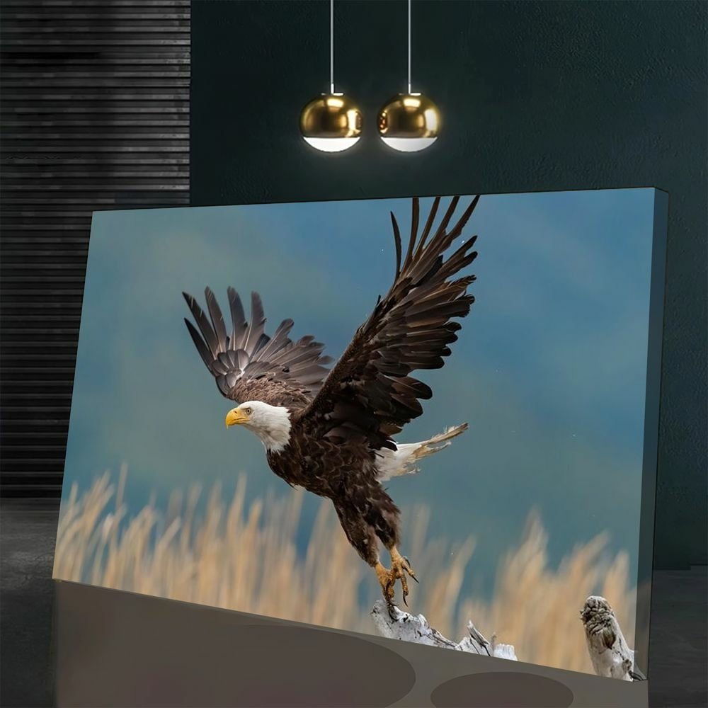 Quadro Aguia Arquetipo de Poder e Foco:120x80 cm/PRETA | MadeiraMadeira