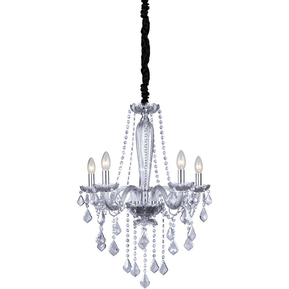 Lustre Orluce Cristale Maria Tereza 5 Braços E14 Transparente Bivolt ...