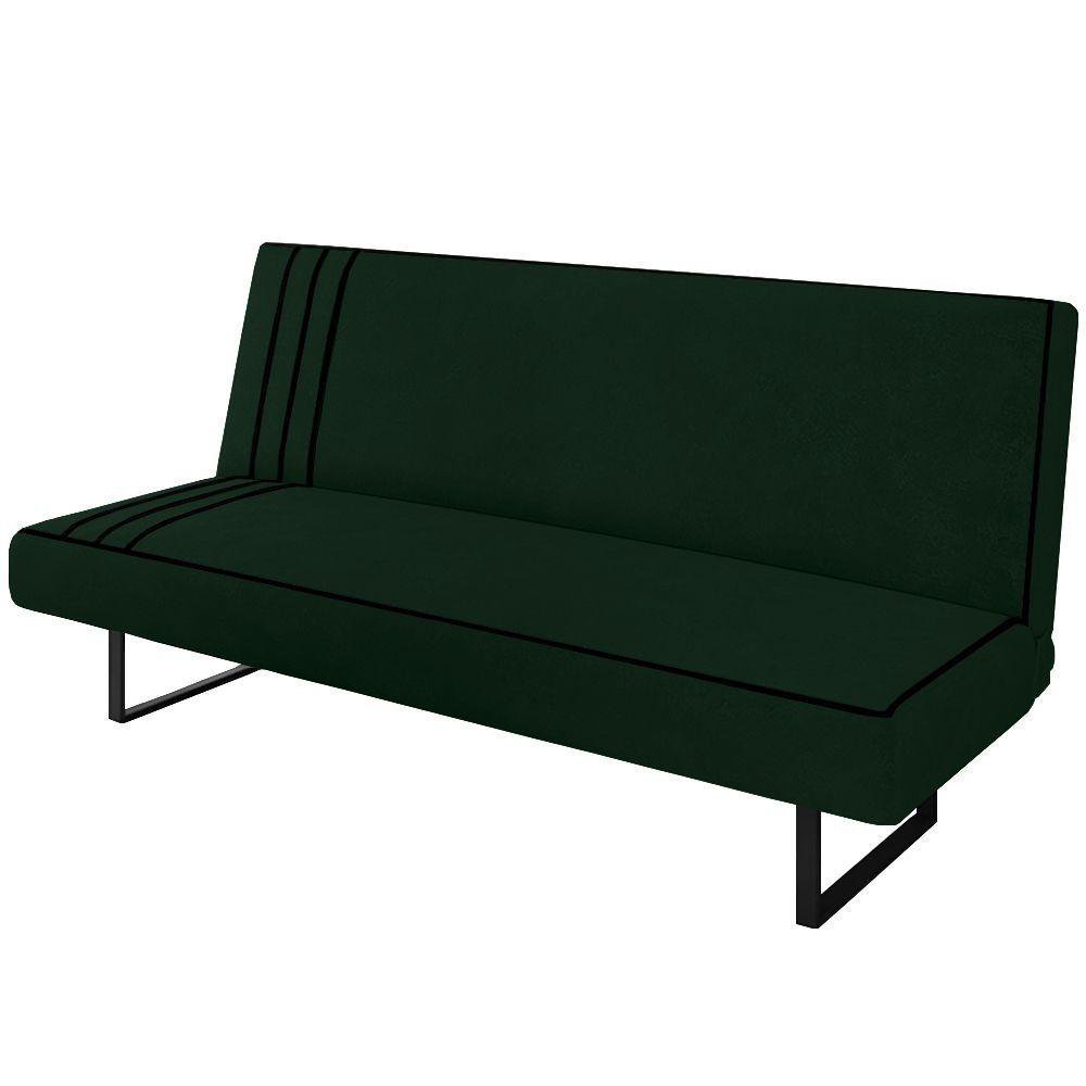 Sofá Cama 1,94m 3 Lugares Florenzi Veludo Verde/preto | MadeiraMadeira