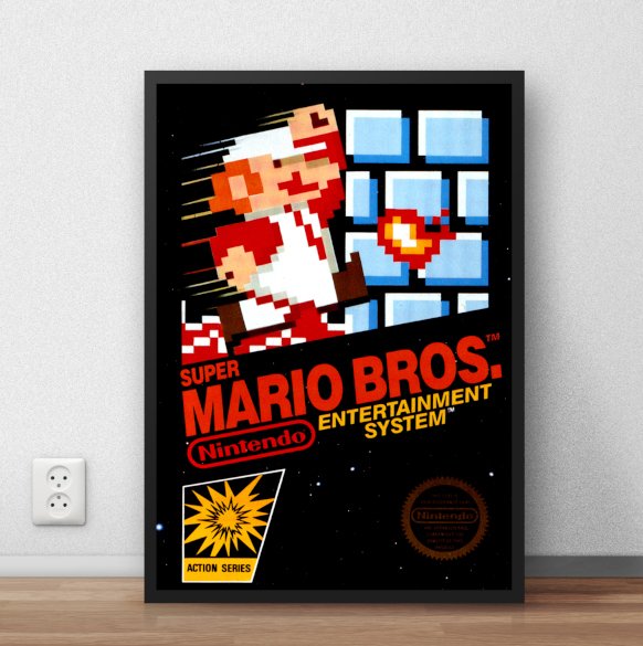 Lindo Quadro Poster com Moldura Super Mario Bros P955 | MadeiraMadeira
