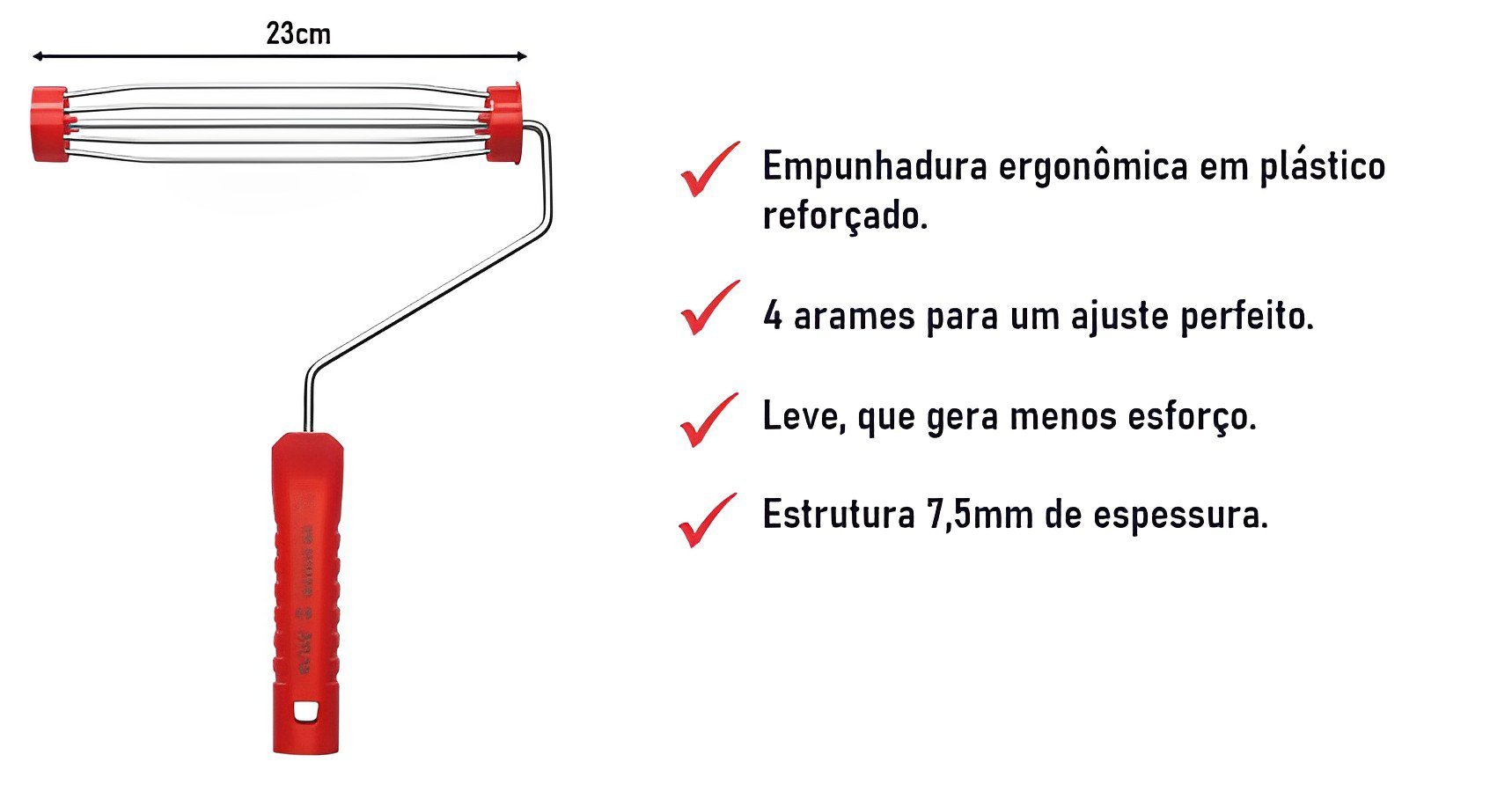 Rolo P/ Massa Rolada Nivelopro + Garfo Gaiola 23cm - Atlas | MadeiraMadeira