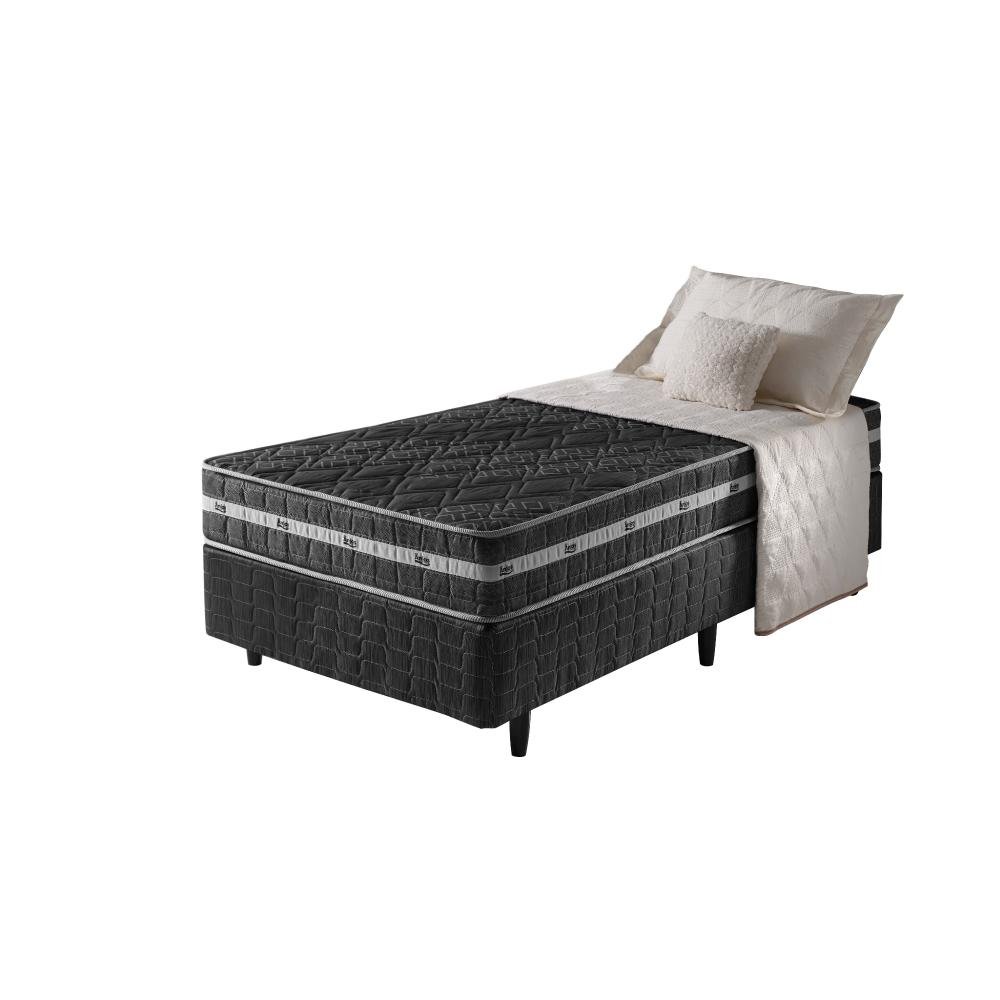 Cama Box Solteiro King Preto + Colchão Espuma D45 Extra Firme ...
