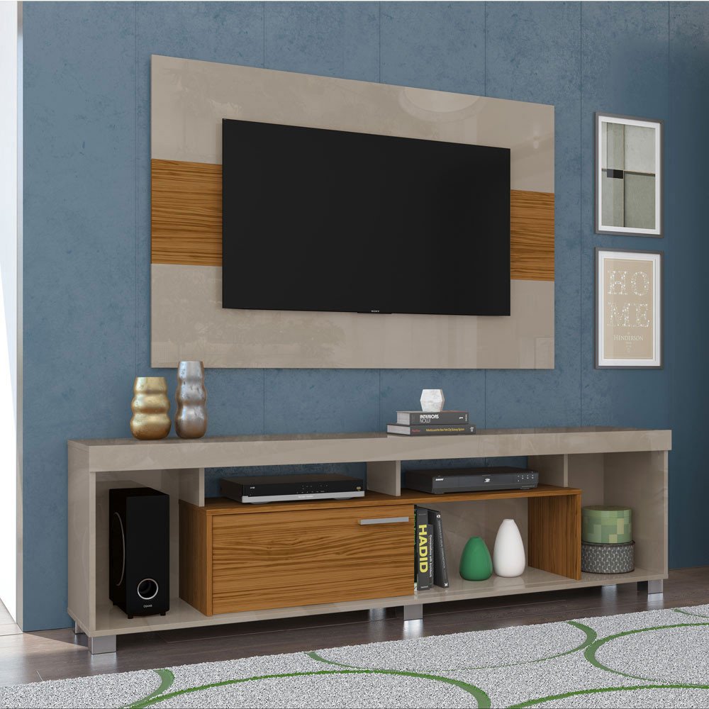 Rack com Painel Tomaz Para TV até 65 Polegadas Madetec Fendi/naturale | MadeiraMadeira