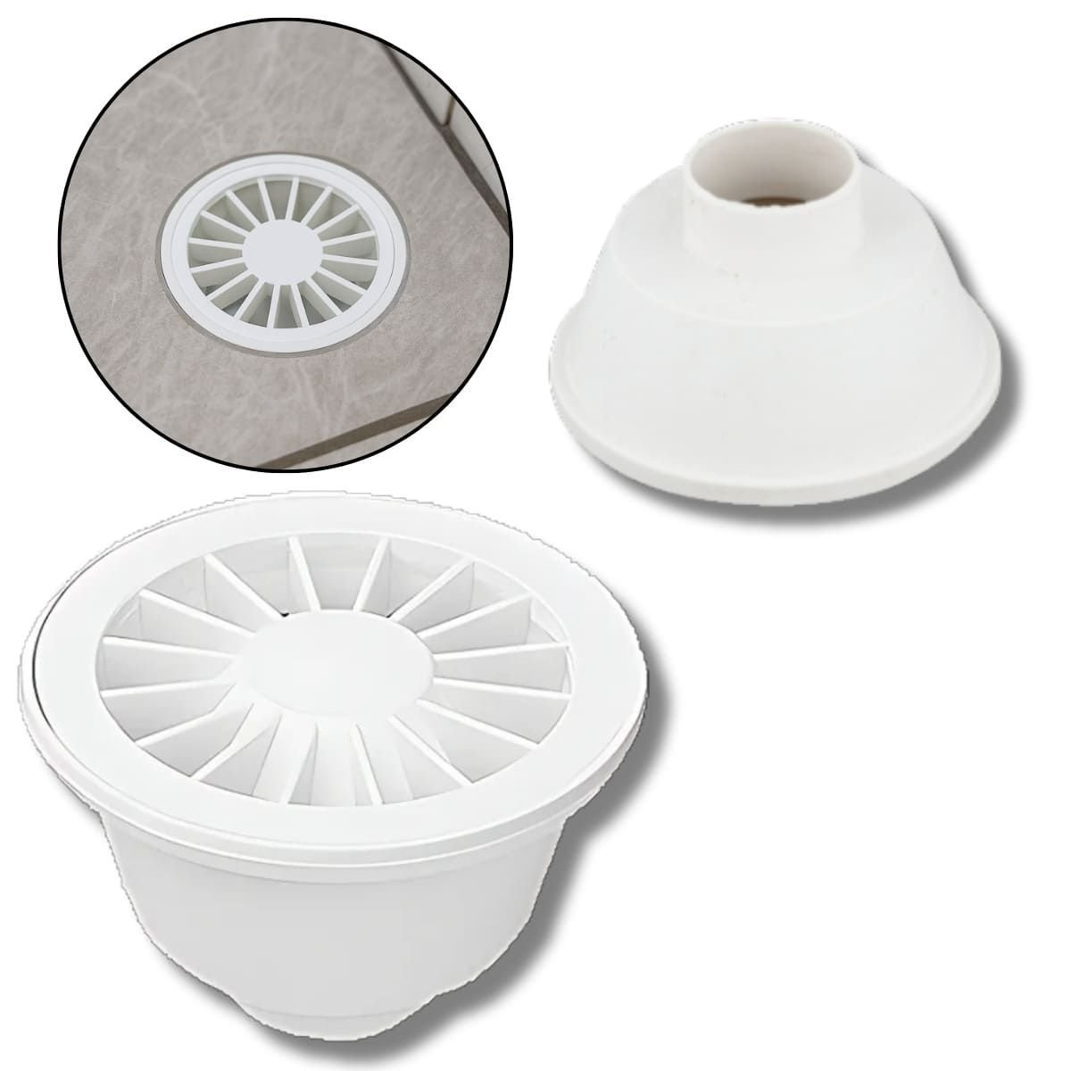 Ralo Sifonado Redondo Pvc Grelha Branca com Saída Fundo | Akato ...