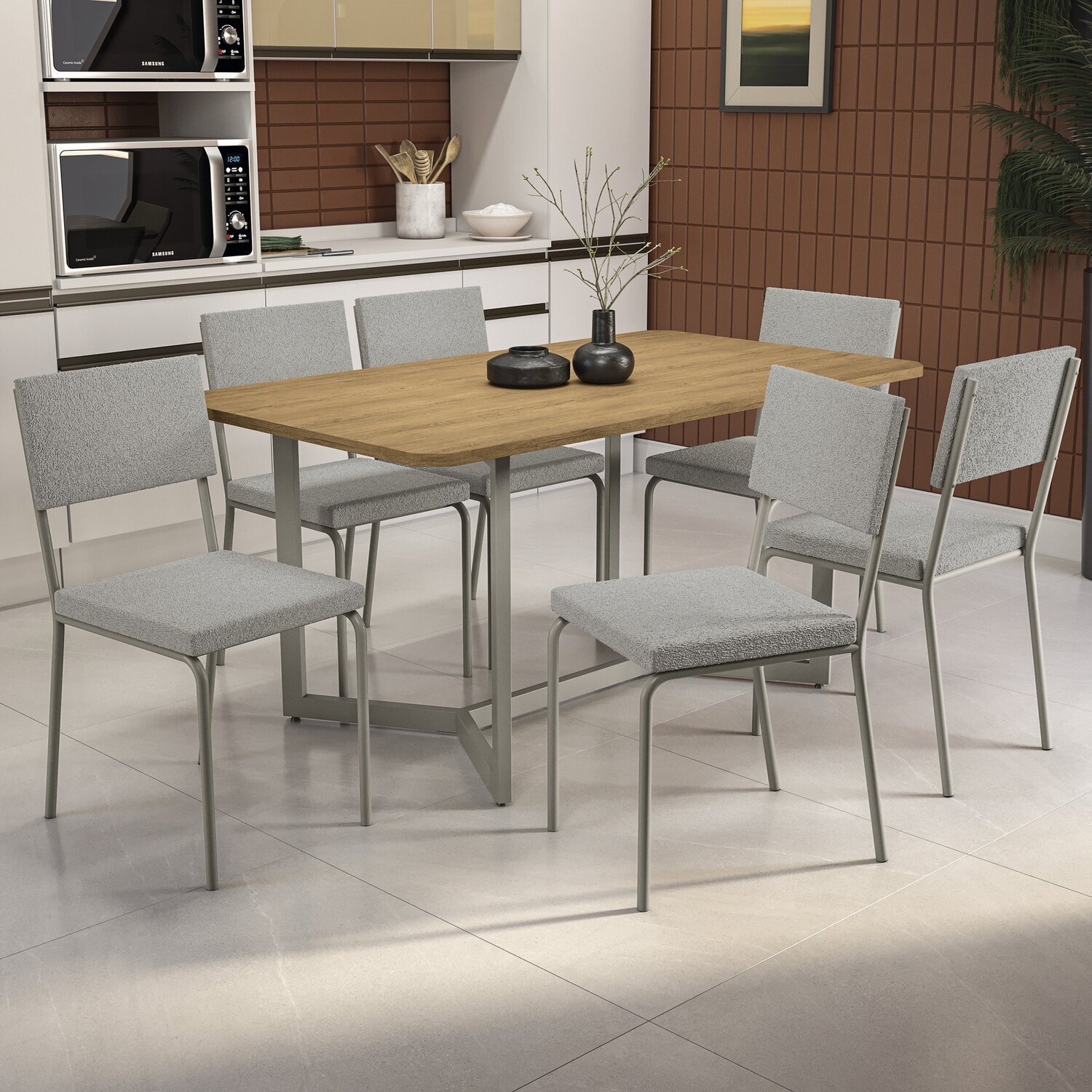 Conjunto Mesa Laguna 6 Cadeiras Zaria | MadeiraMadeira