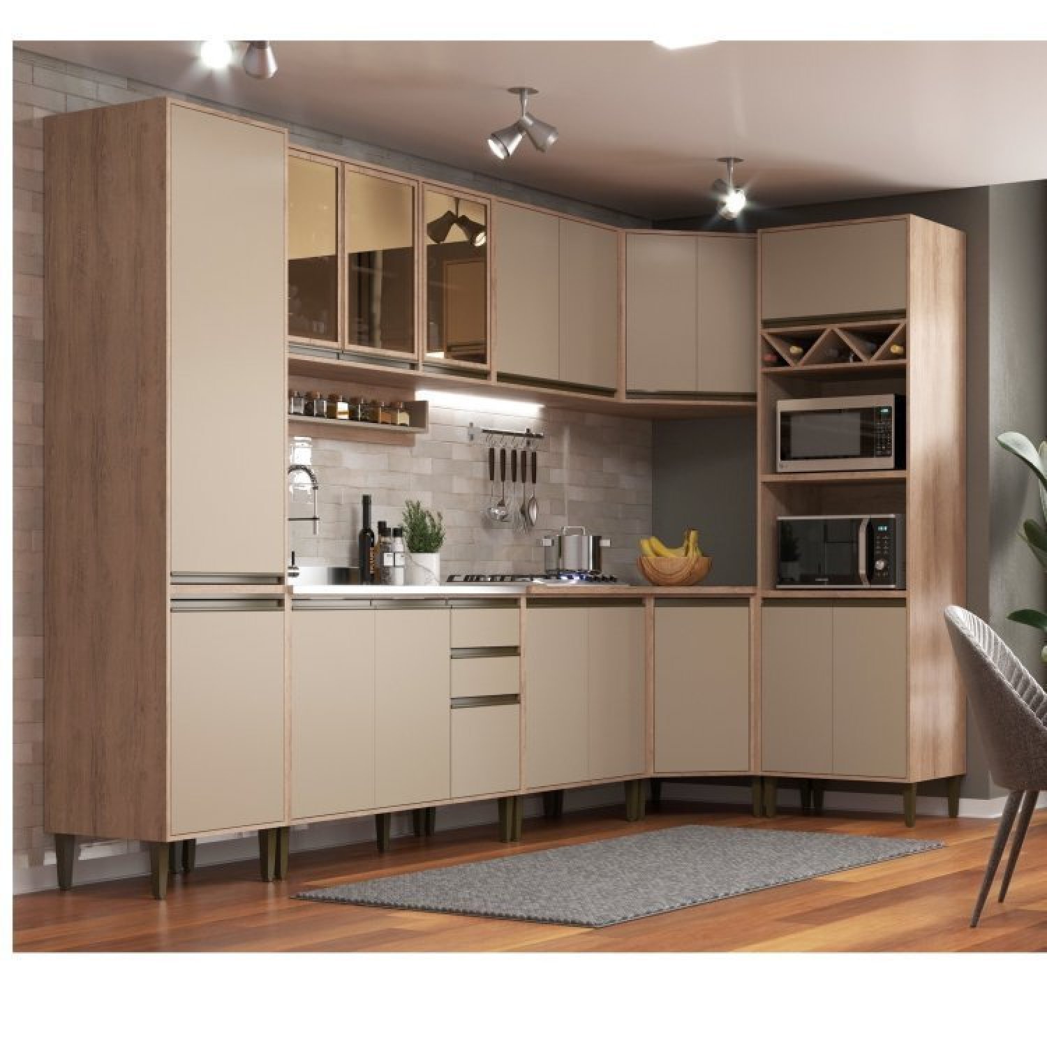 Cozinha Modulada 17 Portas e 3 Gavetas New Atena | MadeiraMadeira