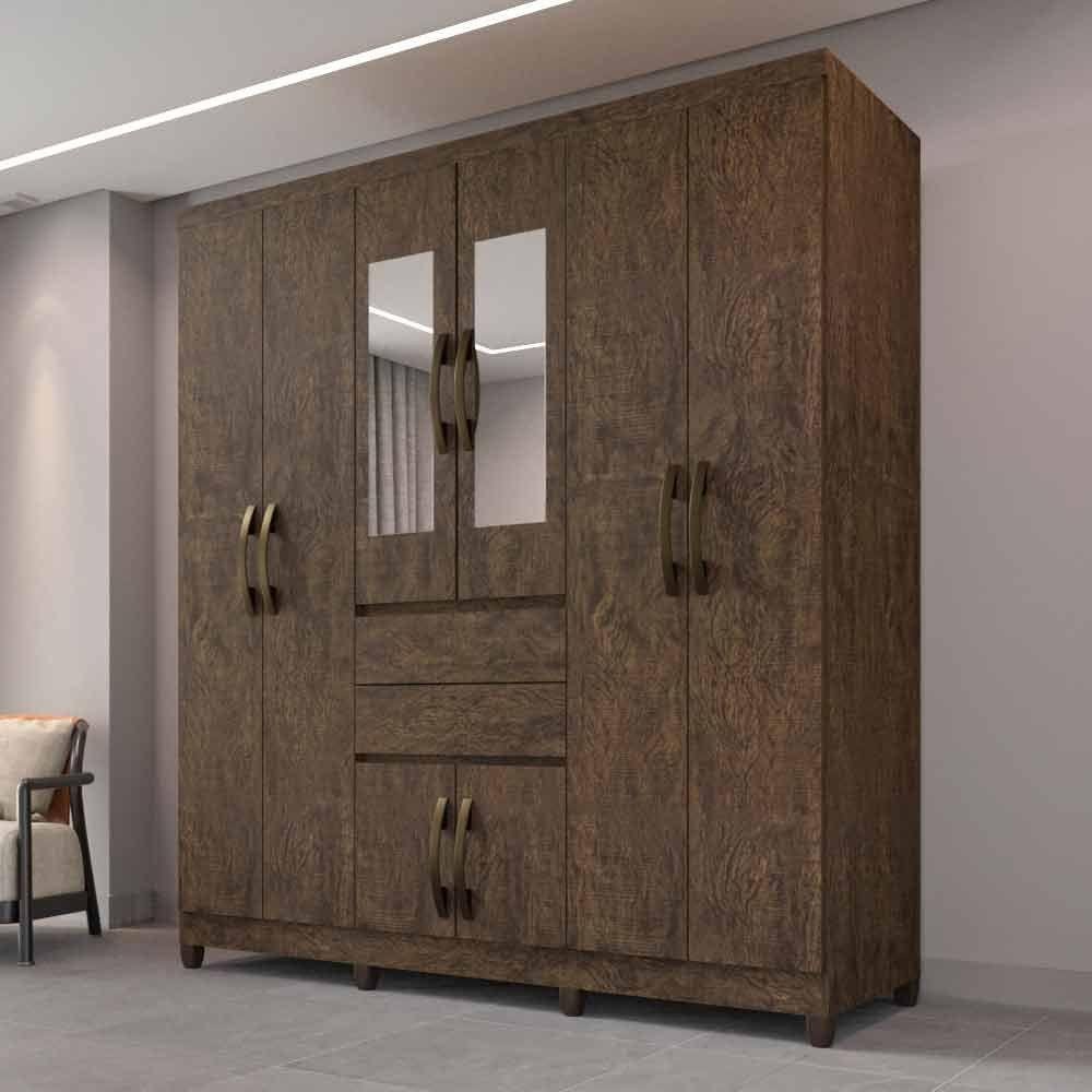 Guarda-Roupa 8 Portas 2 Gavetas Com EspelhoWenguê | MadeiraMadeira