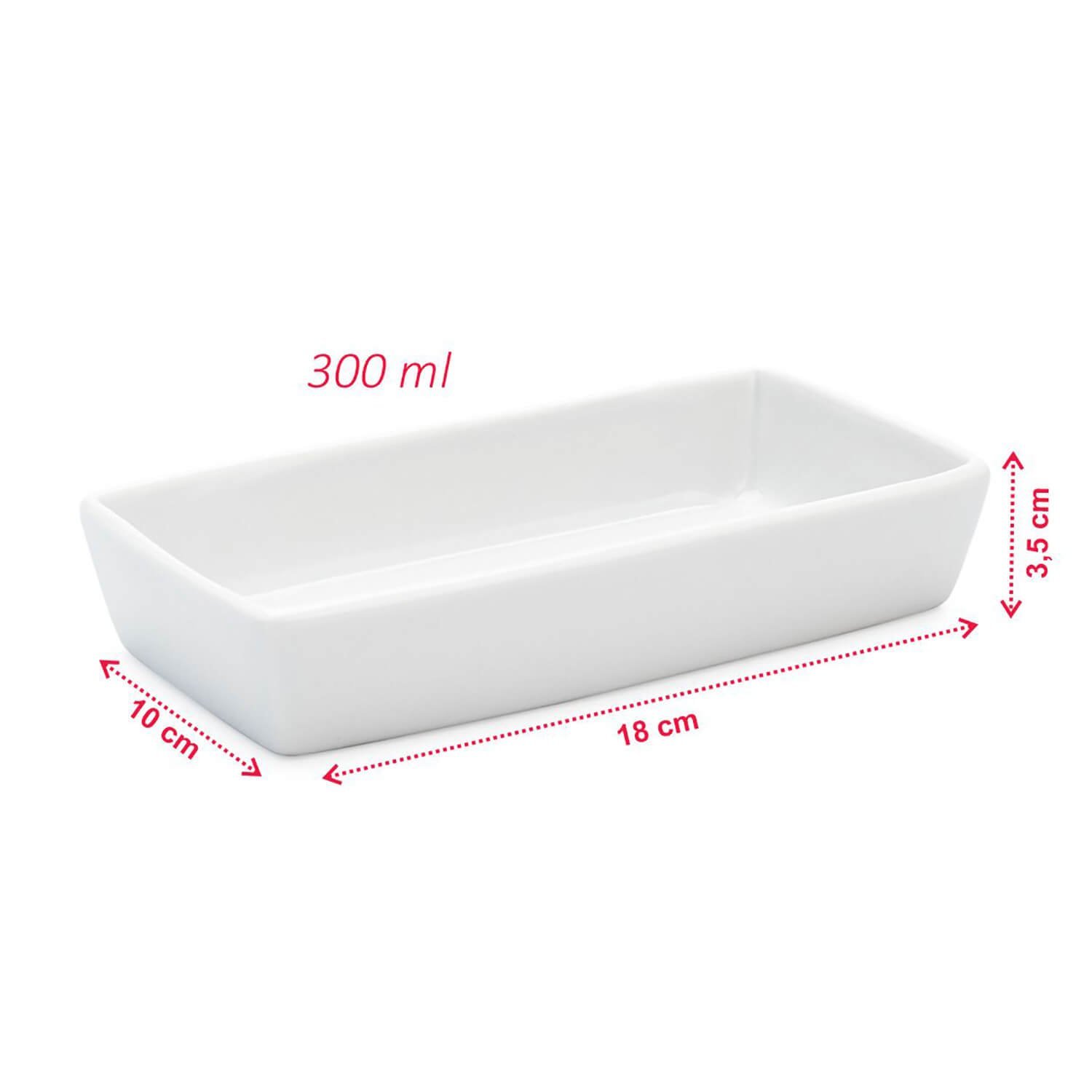 Kit 2 travessas de porcelana 300 ml travessinha retangular | MadeiraMadeira