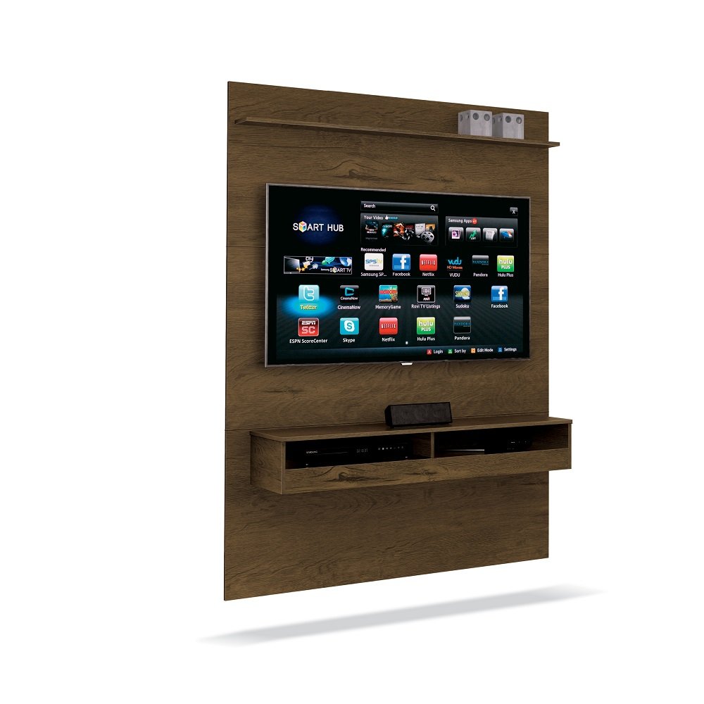 Painel Home 1,60m TV 50 Polegadas 2 Nichos e Prateleira Havana:Nogal ...