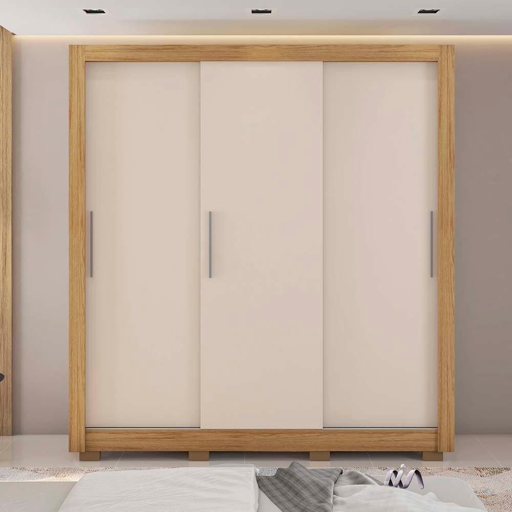 Guarda Roupa 3 Portas 4 Gavetas Lamina Marrom Off White Eden Shop Jm ...