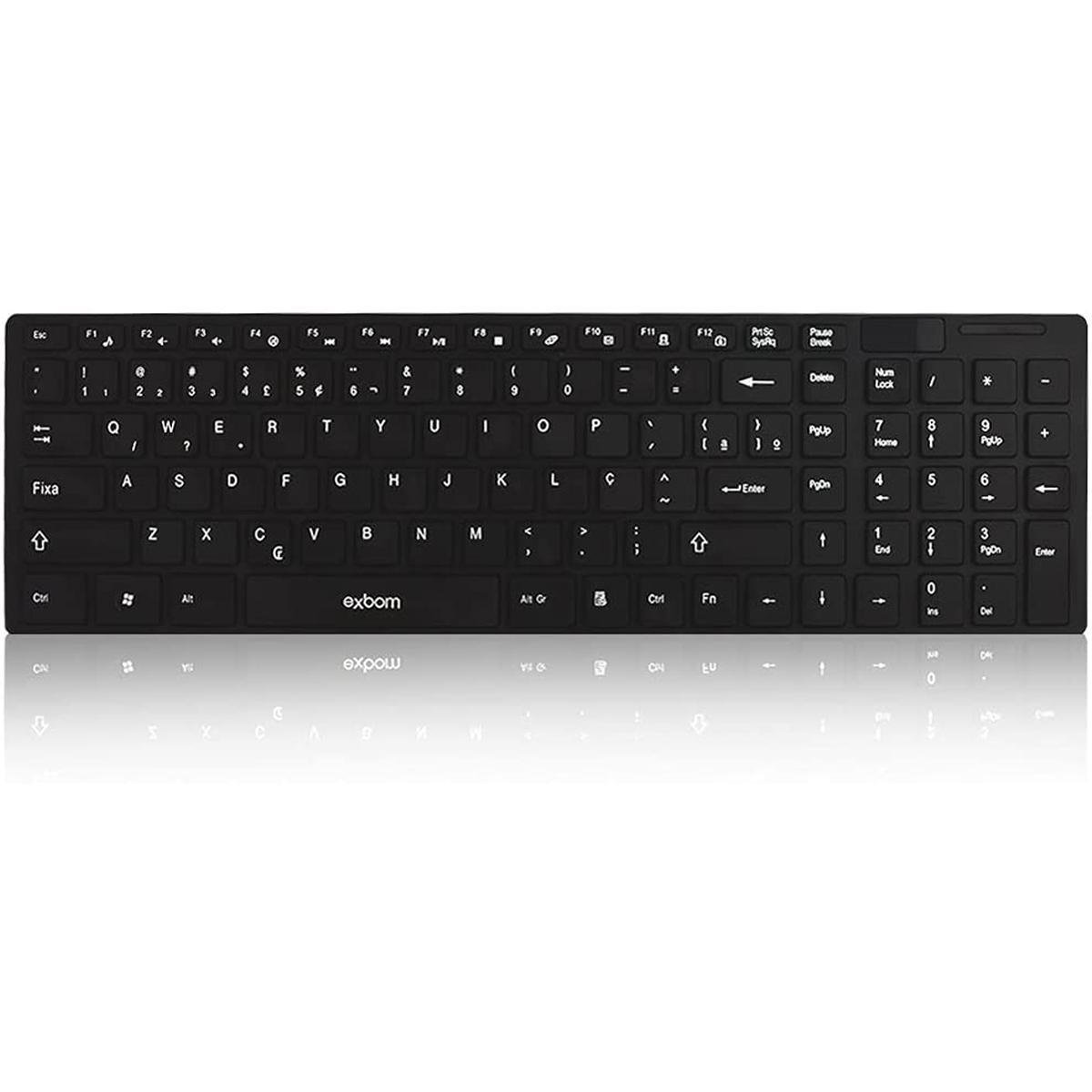 Kit Teclado E Mouse Sem Fio Exbom Wireless - Preto | MadeiraMadeira