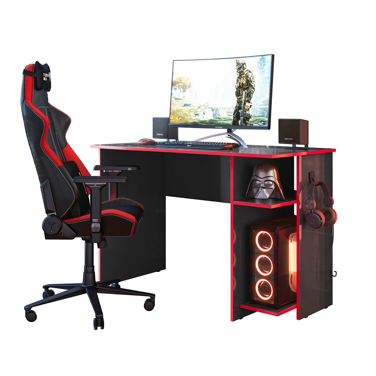 Mesa Jiren Vs Gamer 1273 Vermelho com Preto Fosco - Vila Medina ...