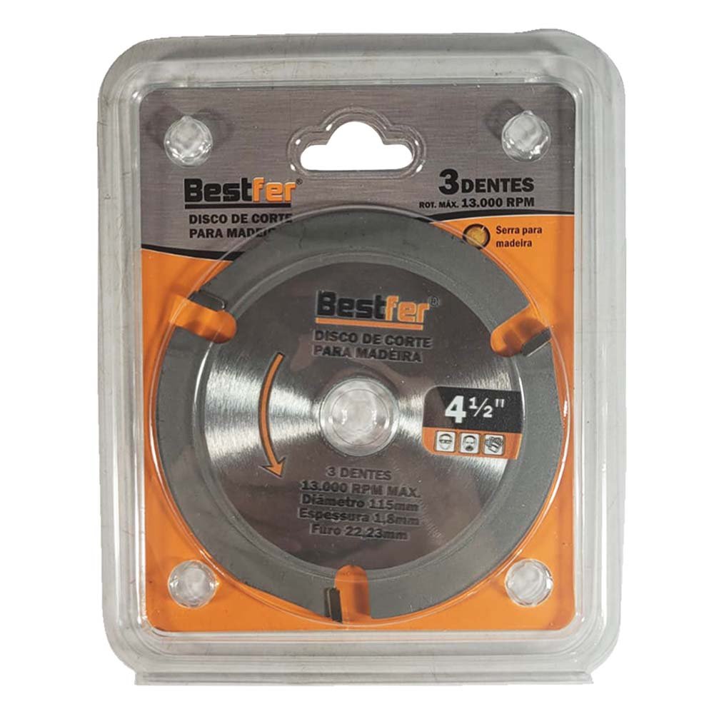 Disco de Corte P/madeira 3t 22,23mm 4" 1/2 Polegadas Bestfer Bfh2837 ...