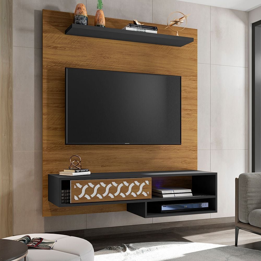 Painel Suspenso Liz para TV até 50 Polegadas L01 Freijó/Preto Velluto ...