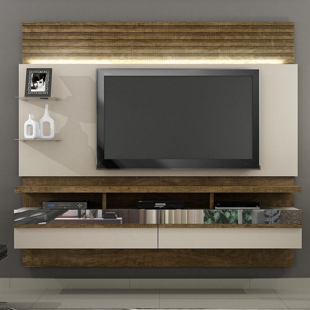 Painel Home Para TV 65 Polegadas Com LED Sala 2 Portas Com Espelho MDF ...