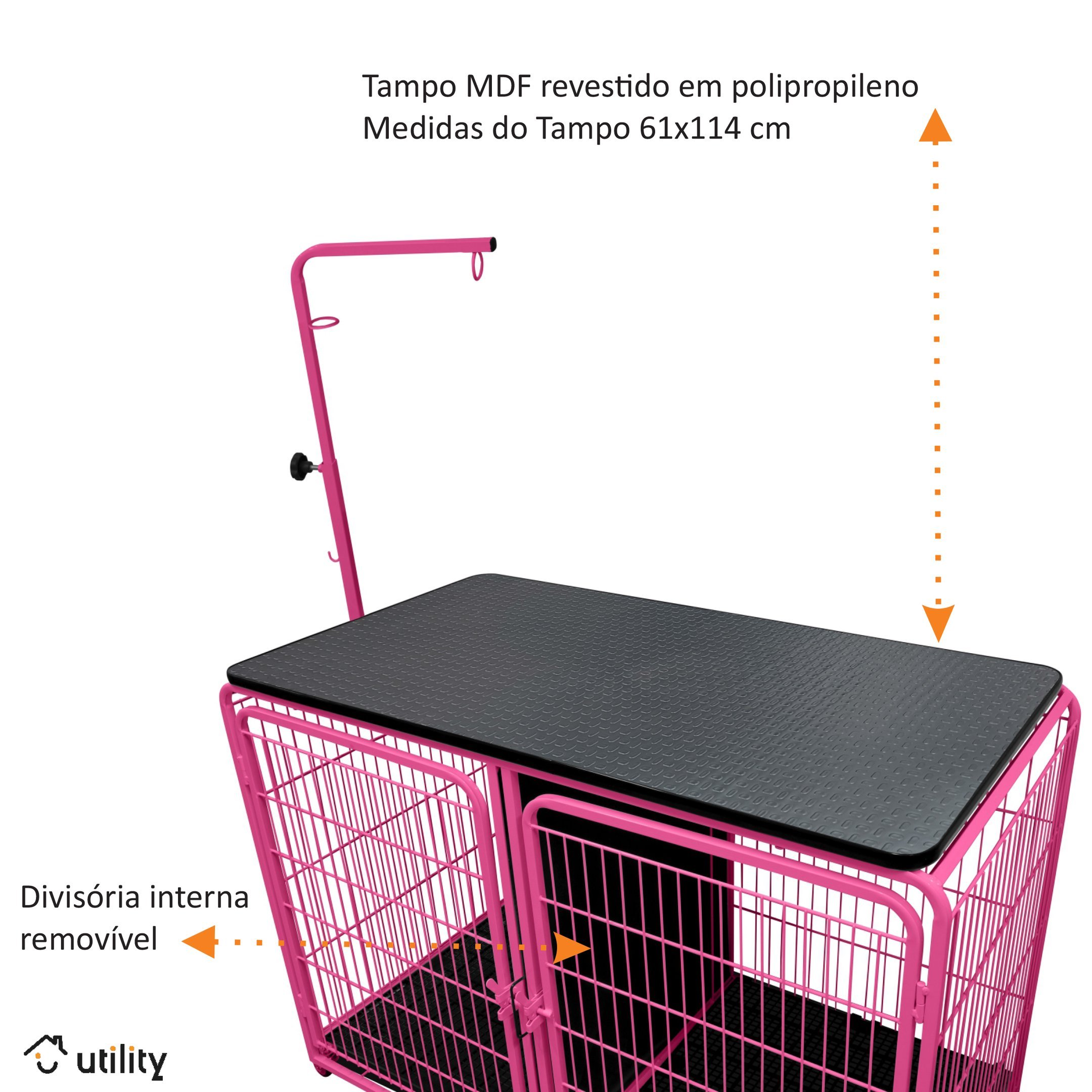 Canil Gaiola Mesa De Tosa Cães Cachorro Pet Banho Tosa Rosa ...