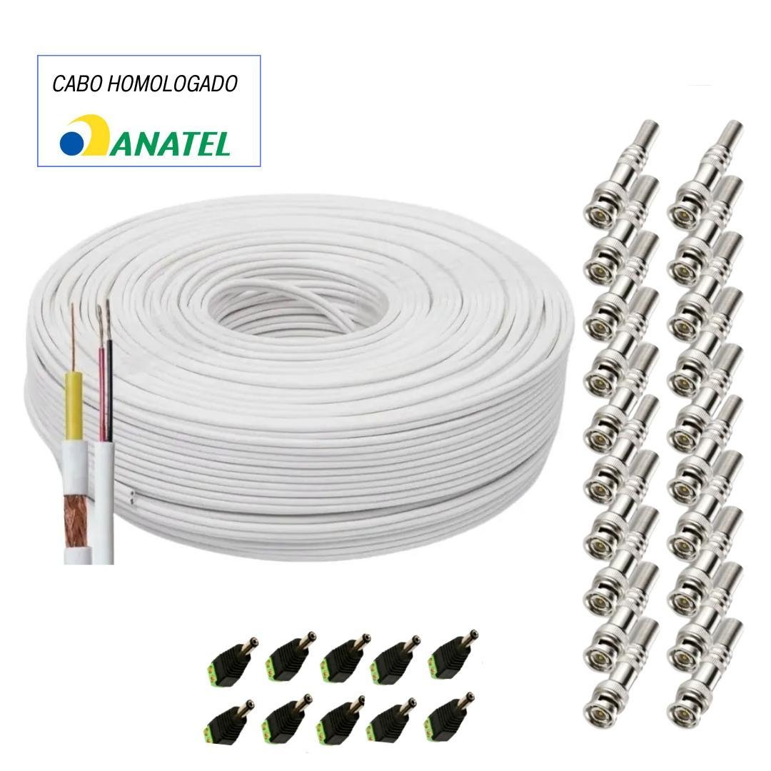 Kit Instalação 10 Câmeras Segurança Conectores e Cabocftv | MadeiraMadeira