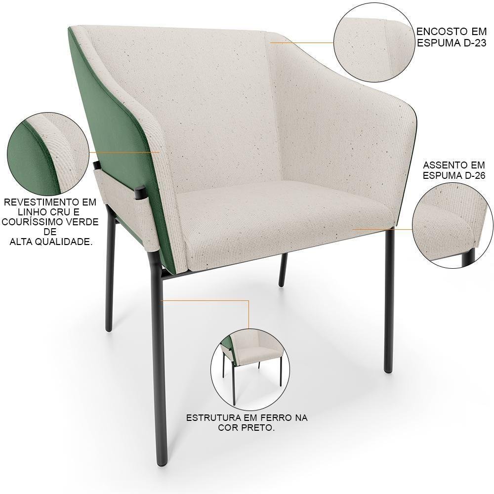 Kit 4 Cadeiras para Sala de Jantar Estar Living Olívia L02 Linho Cru ...