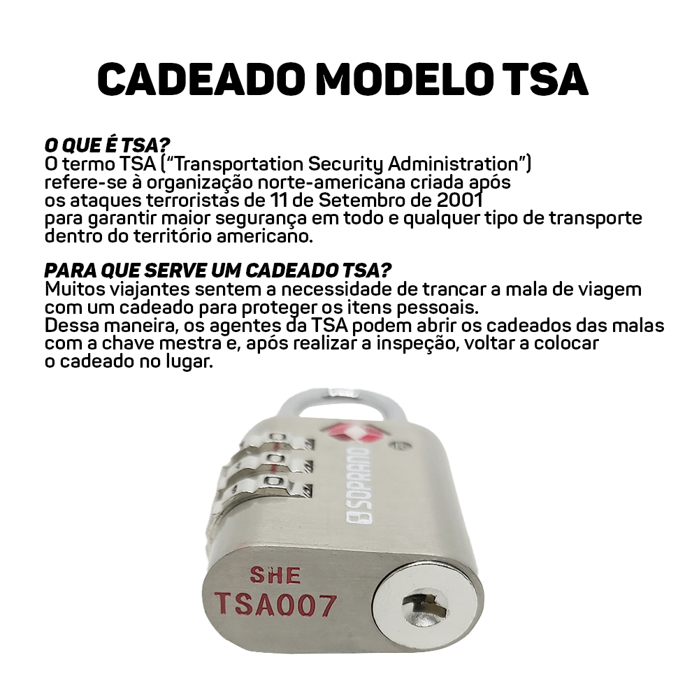 Cadeado para Mala Viagem Padrão Tsa Segredo Numérico Soprano Cadeado de Zamac Tsa Segredo ...