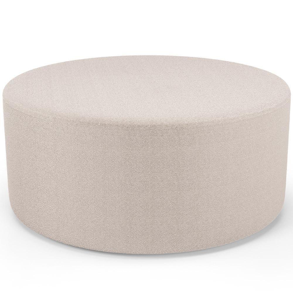 Kit Puff Redondo Lola e Puff Recamier Orgânico Orbit W01 Bouclê Creme - Lyam Decor | MadeiraMadeira