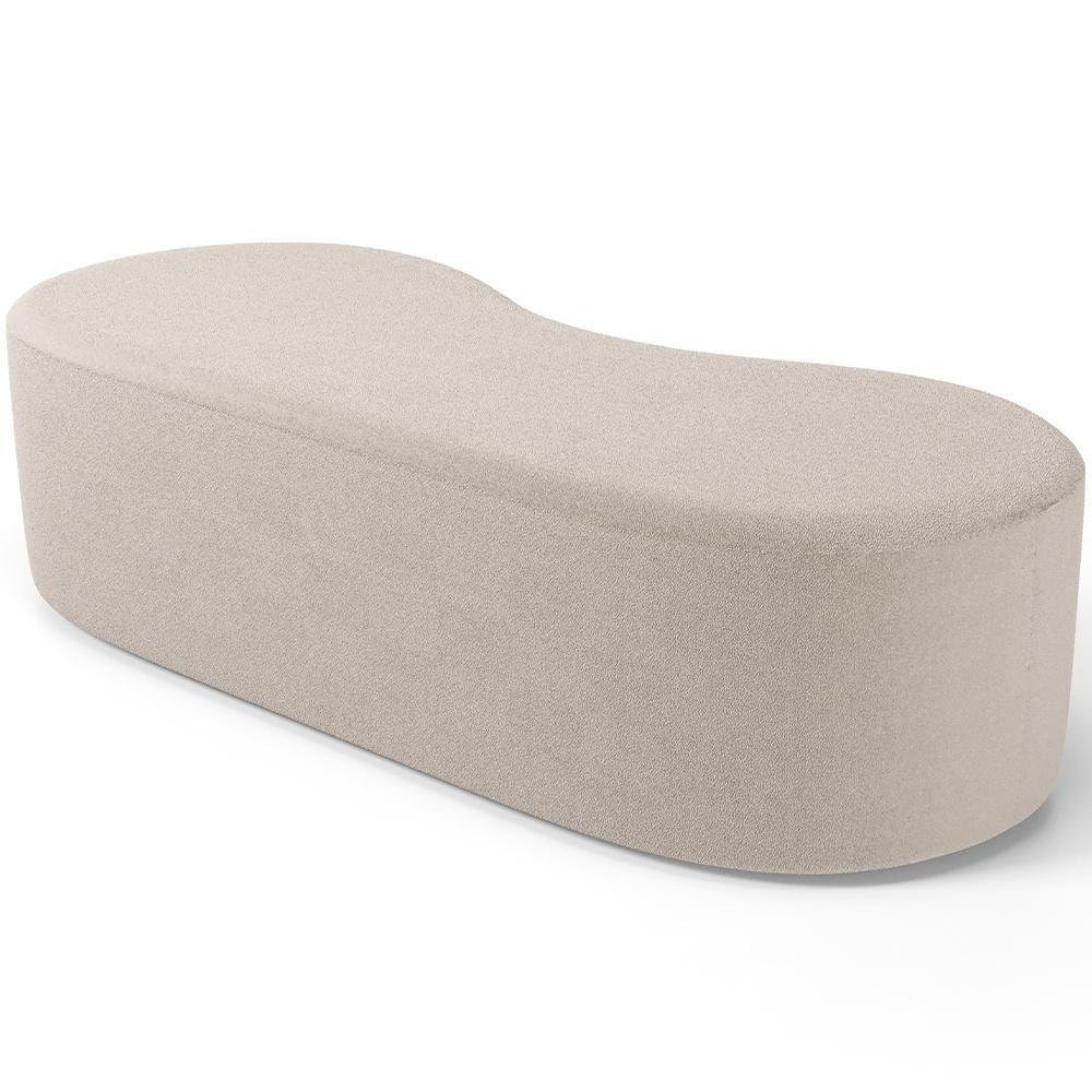 Kit Puff Redondo Lola e Puff Recamier Orgânico Orbit W01 Bouclê Creme - Lyam Decor | MadeiraMadeira