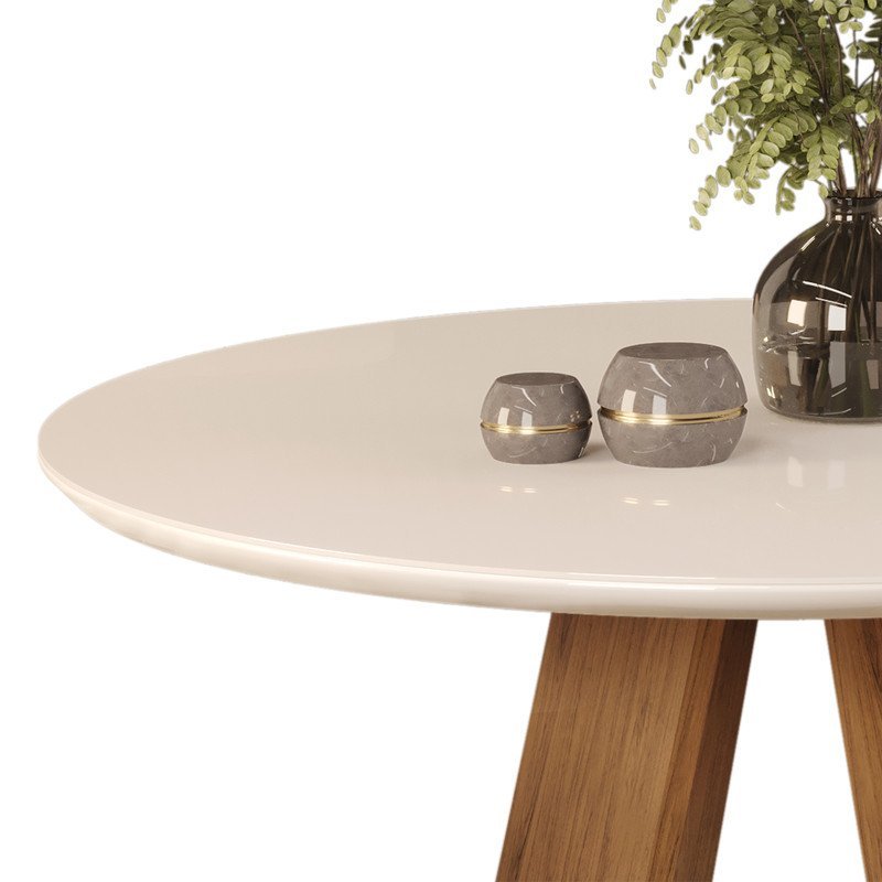Conjunto Sala de Jantar Mesa Celeste Redonda com 4 Cadeiras Madeira ...