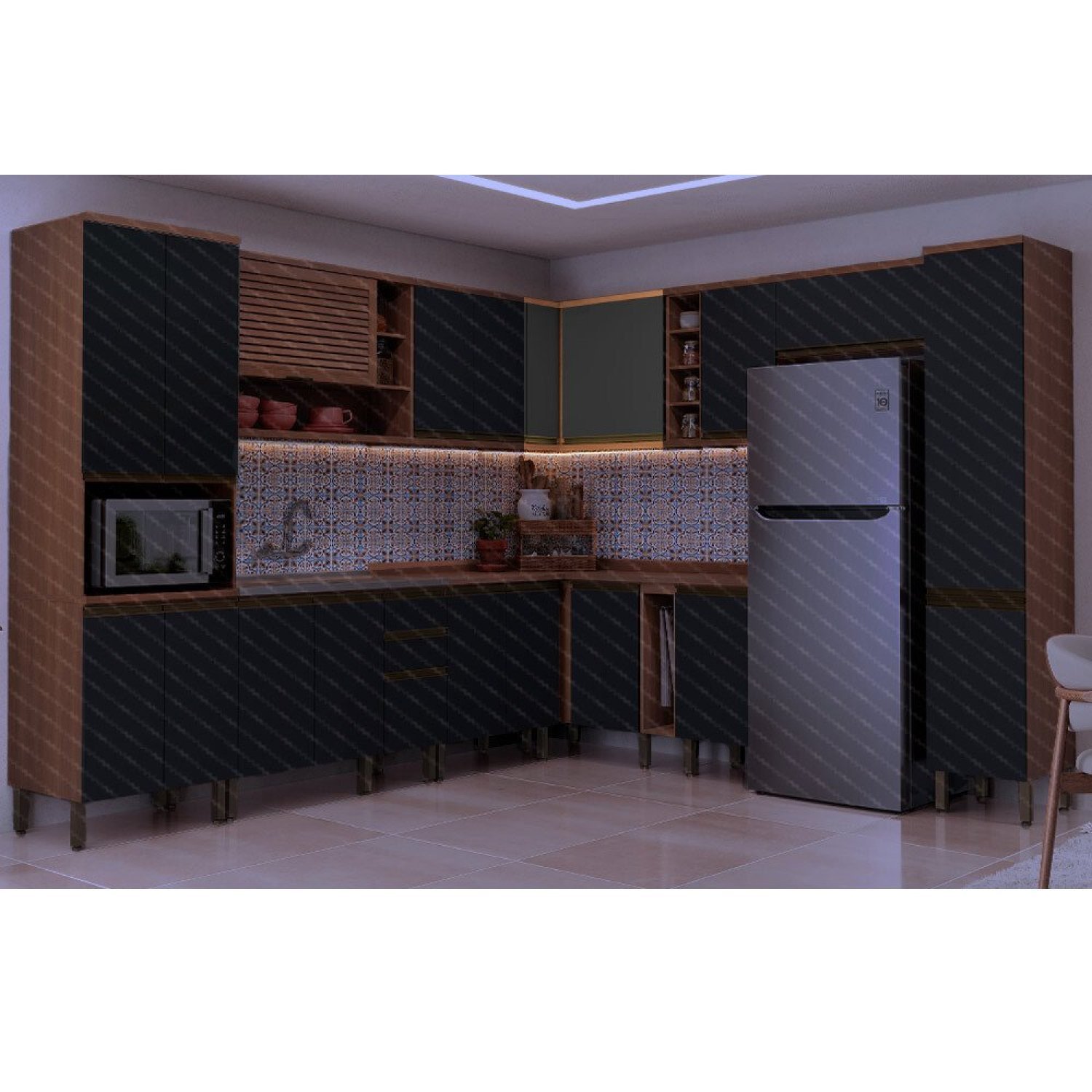 Armário de Cozinha de Canto Macadâmia 2 Portas | MadeiraMadeira