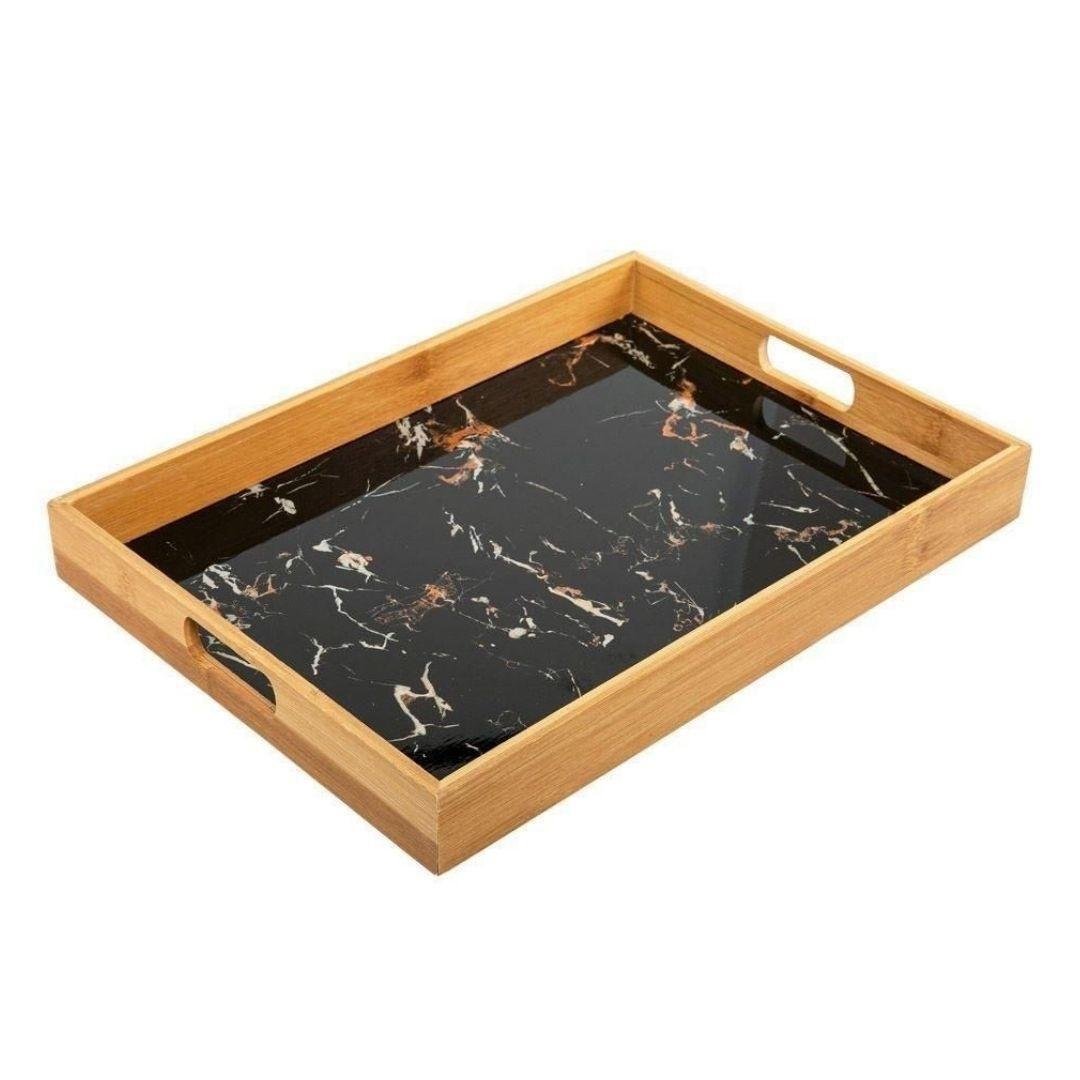 Bandeja De Bambu Com Estampa Marmorizada 25X33 Cm Ck5154 Clink ...