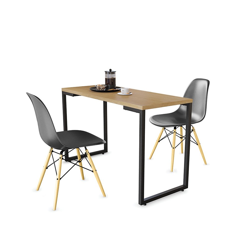 Mesa de Cozinha Porto Natural 120 cm com 02 Cadeira Eiffel Preto - D ...