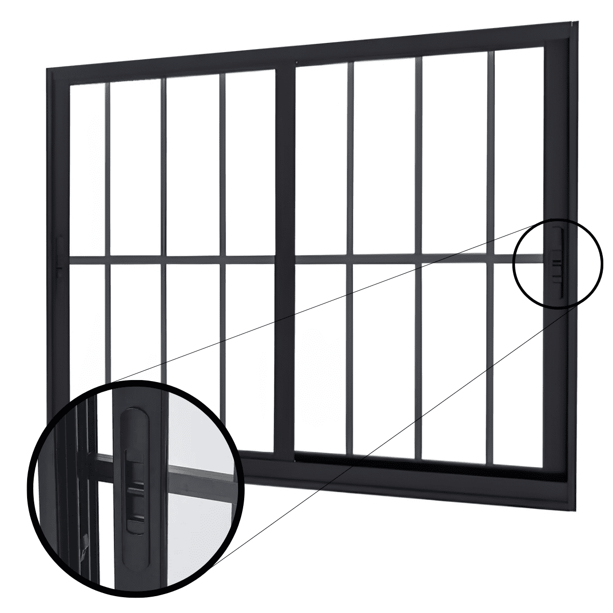 Janela de Alumínio Vitro de Correr 2 Folhas C/ Grade Linha Premium ...