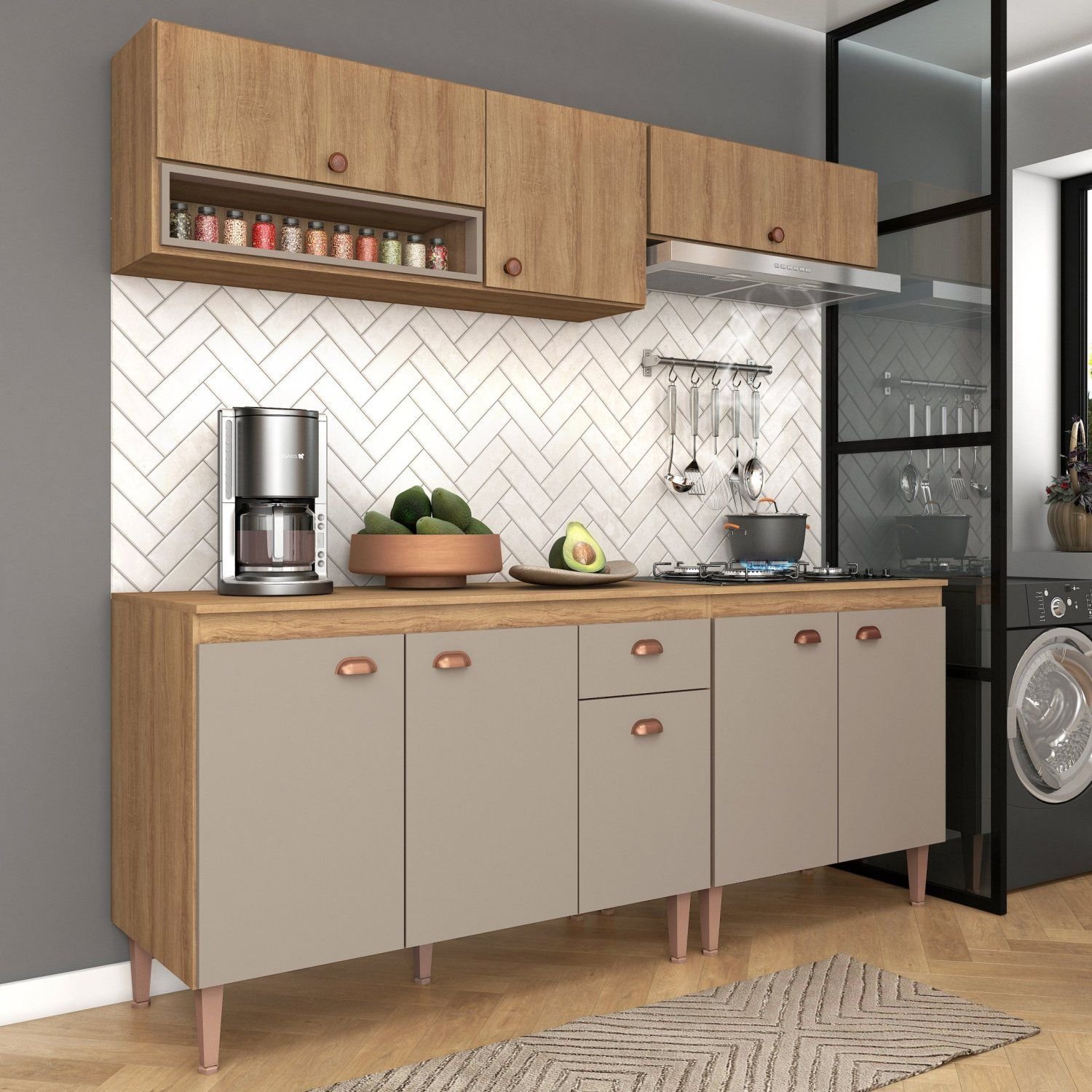 Cozinha Modulada Marti 06 com Tampo 5 Peças Yescasa | MadeiraMadeira