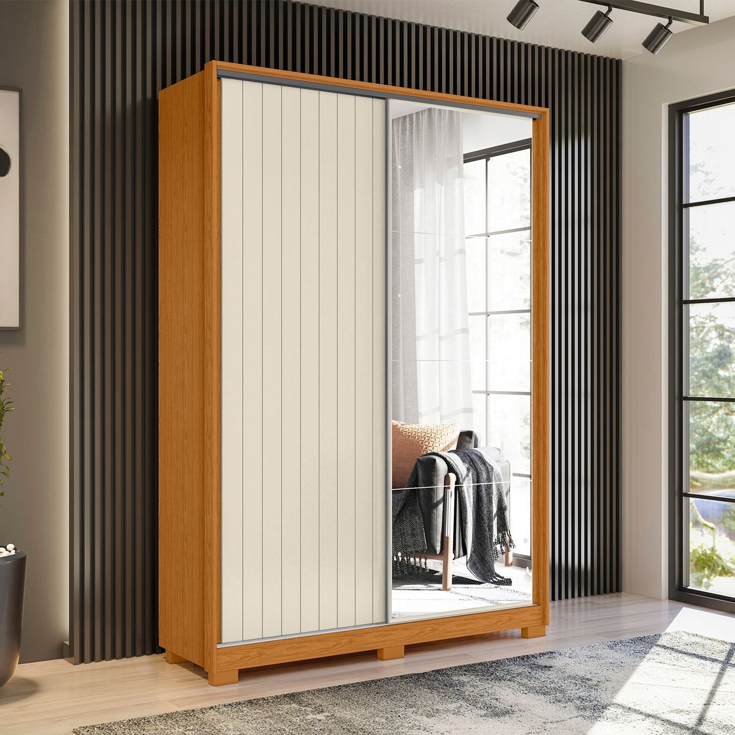 Guarda-roupa 02 Portas de Correr com Espelhos Frizatto | MadeiraMadeira