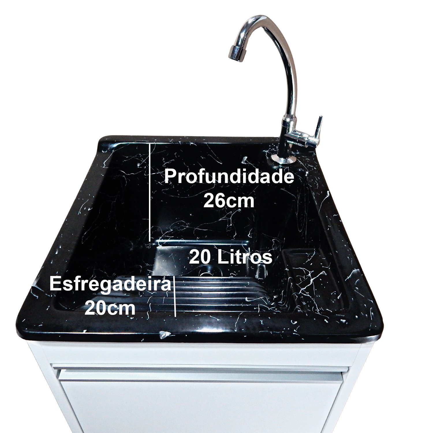 Tanque De Lavar Roupas Pequeno 20L Com Torneira De Bancada Cor:Preto ...