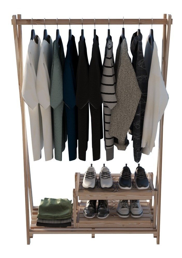 Guarda Roupas Minimalista 100% Pinus Minimalista Cabideiro Technox ...