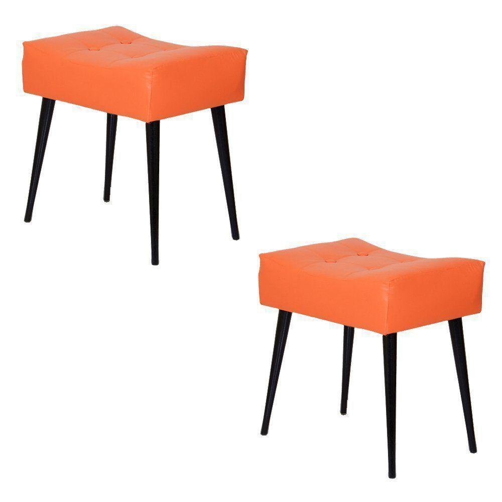 2 Puffs Banquetas Nobre Laranja Preto Stay Puff | MadeiraMadeira