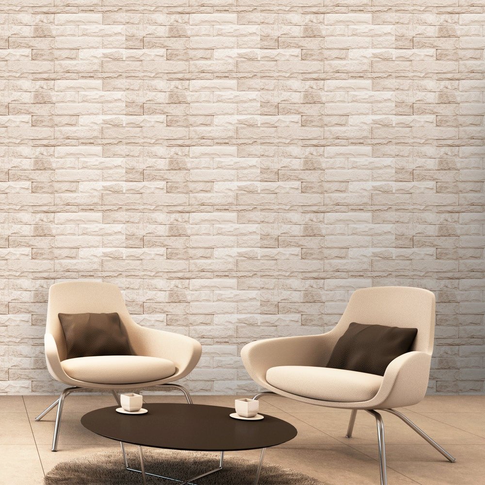 Papel de Parede Pedra Lagoa Santa Bege 3D QCola 0,50 x 2,50 metros ...