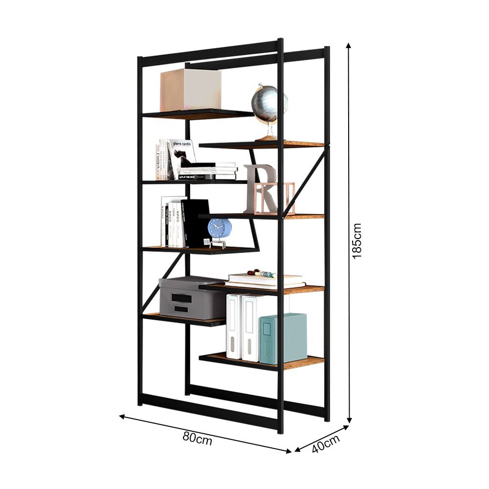 Estante Industrial Multiuso para Livros Innovare 8 Prateleiras Preto e ...