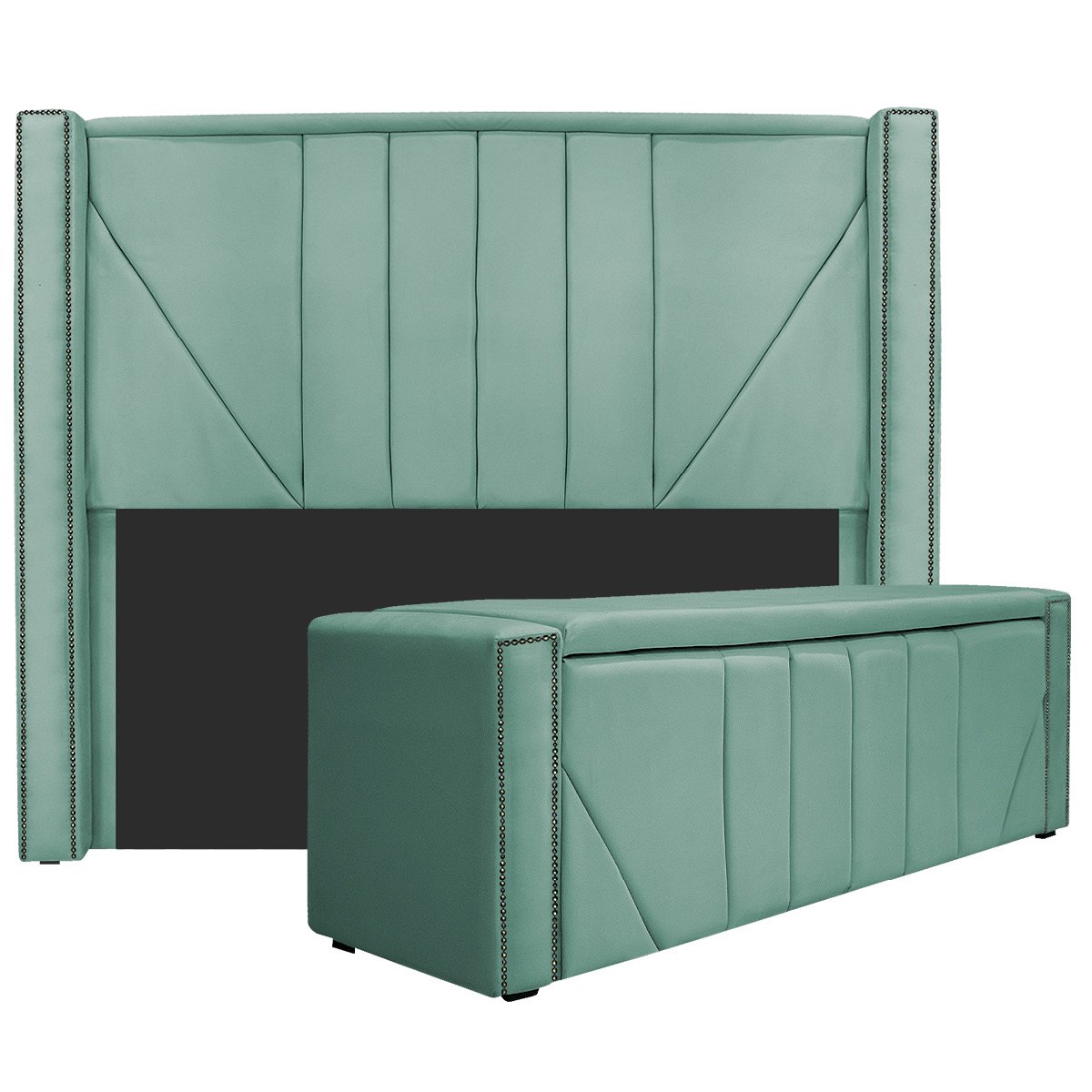 Kit Cabeceira e Calçadeira Baú Casal Minsk P02 140 cm para cama Box ...