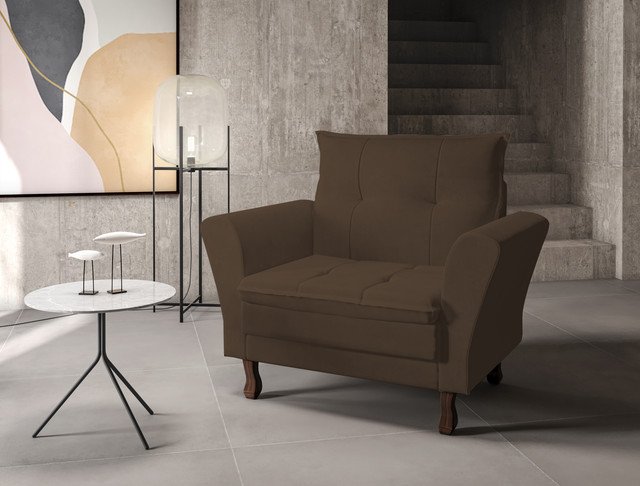 Poltrona Decorativa Classic Tecido Veludo:MARROM | MadeiraMadeira