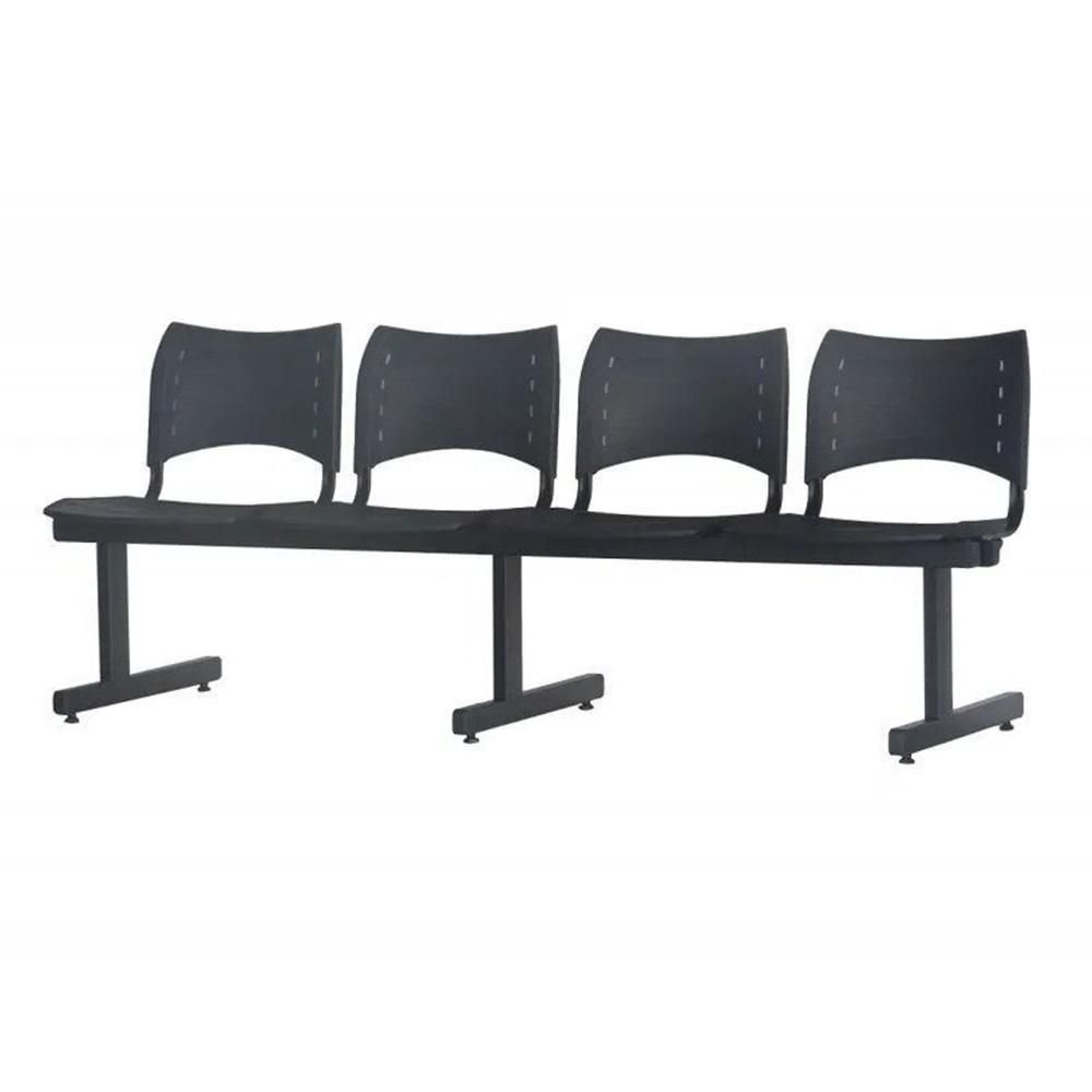 Longarina Iso com 4 Lugares Assento e Base Preta - 55248 | MadeiraMadeira
